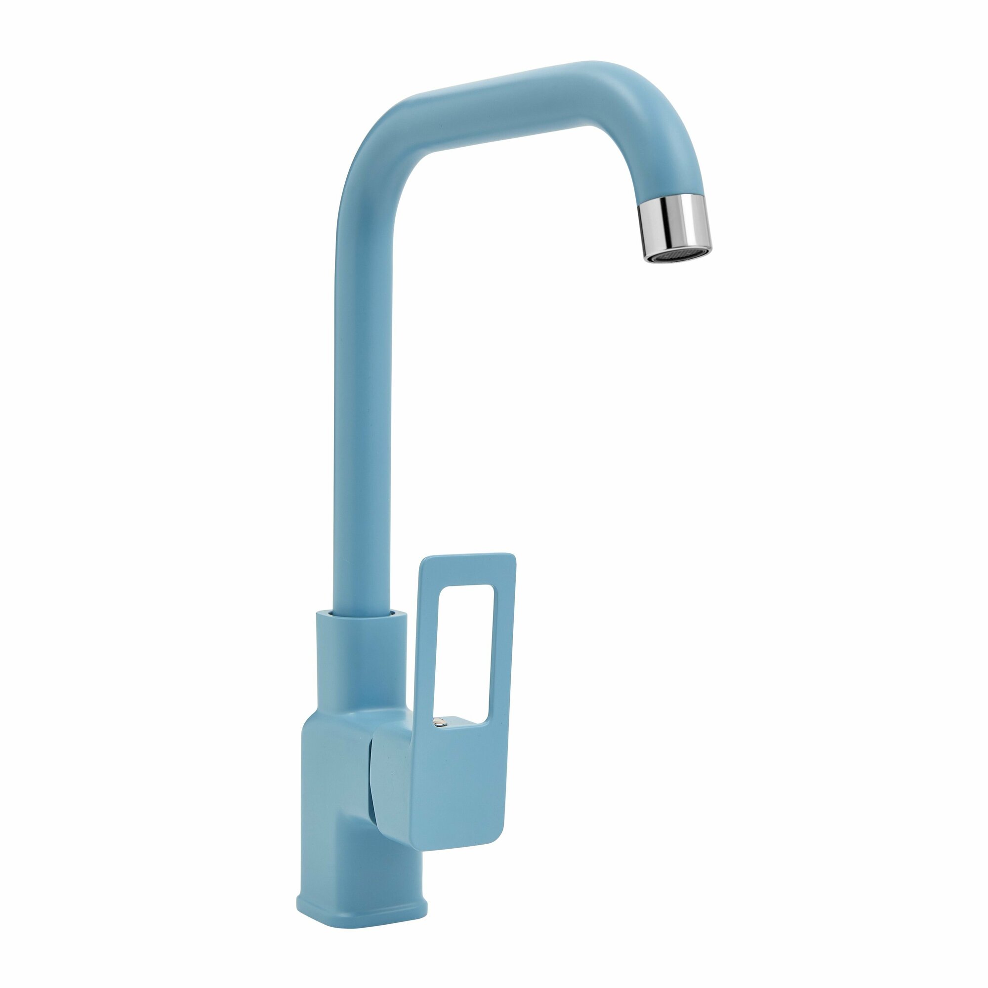 Смеситель для мойки с высоким изливом, одноручный, синий, СЛ-ОД-Д91, Славен