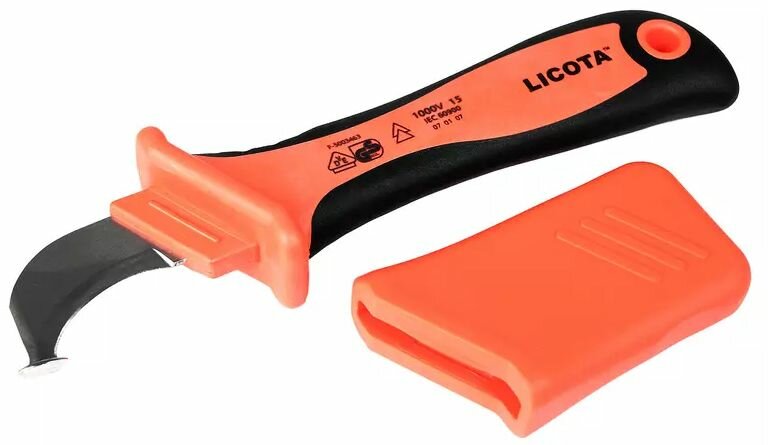 Нож электрика для снятия изоляции VDE 1000В, с пяткой Licota AKD-V007