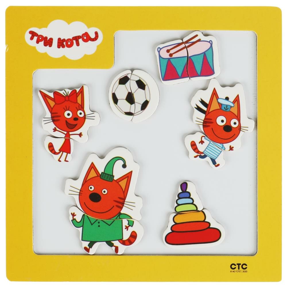 Игрушка деревянная Три Кота, доска магнитная, 15х15 см. Буратино 1039-CATS
