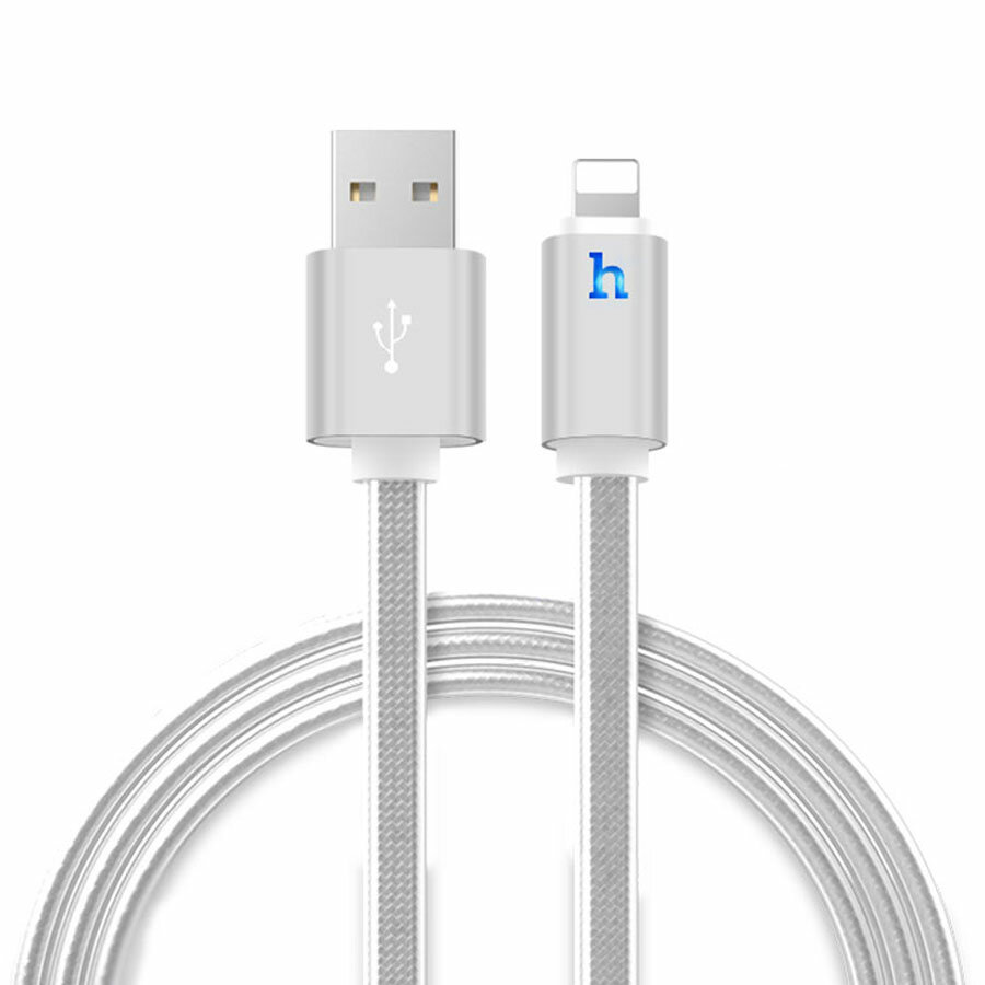 Кабель USB HOCO UPL12 Metal Jelly USB - Lightning, 2.1А, 2 м, серебристый