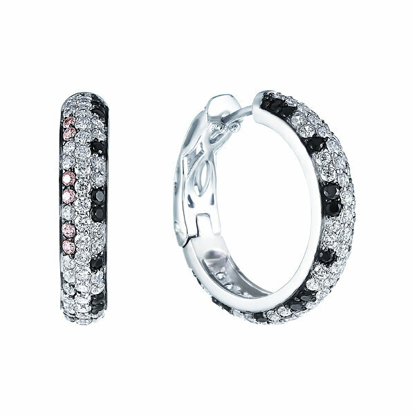 Серьги конго, серебро, 925 проба, фианит