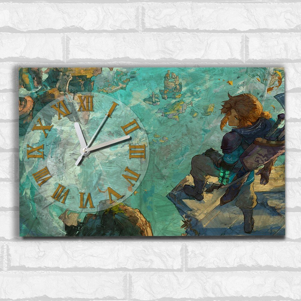 Настенные бесшумные часы ОСБ со смещенным циферблатом Игры The Legend of Zelda Tears of the Kingdom (Зельда, игра, The Legend of Zelda, Nintendo, Свитч, Линк ) - 845