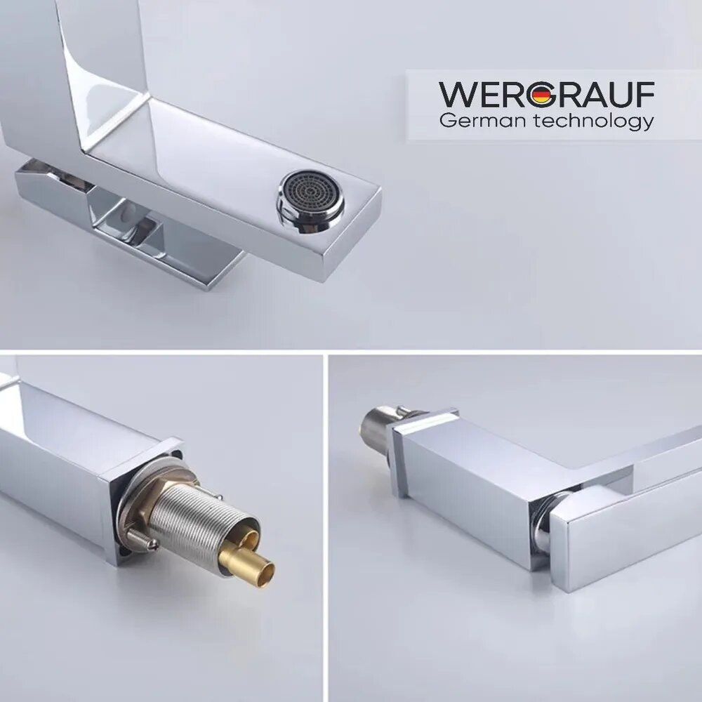 Смеситель для раковины Wergrauf FB-01CH монолитный цвет хром — фото 1