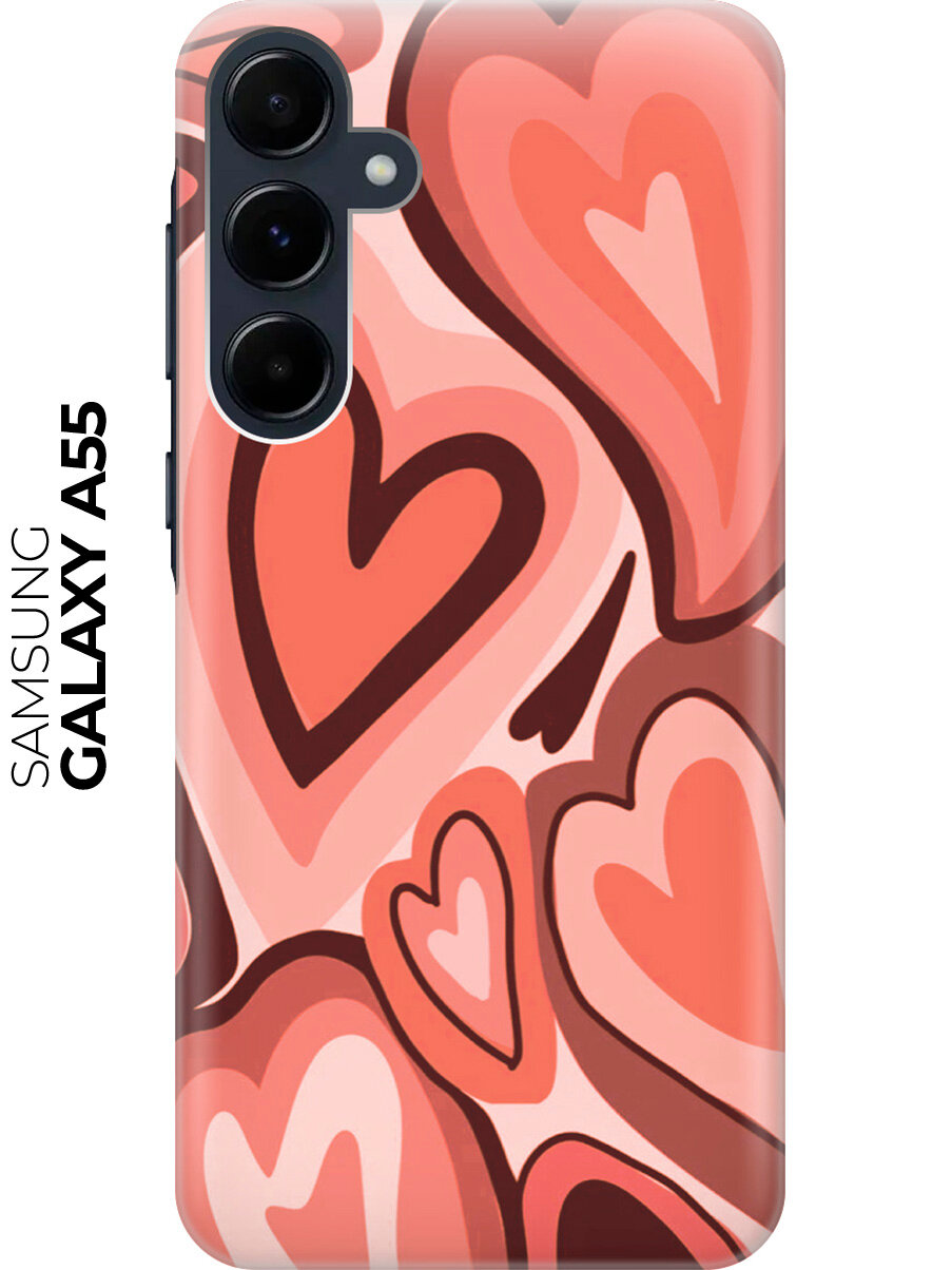 Силиконовый чехол на Samsung Galaxy A55 / Самсунг А55 с рисунком "Нарисованные сердечки"