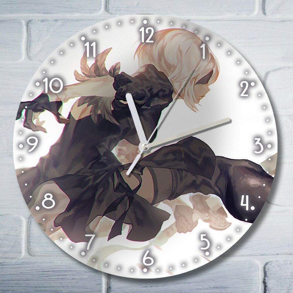 Настенные часы УФ "игры nier automata (2B, туби, девушка) - 10419"