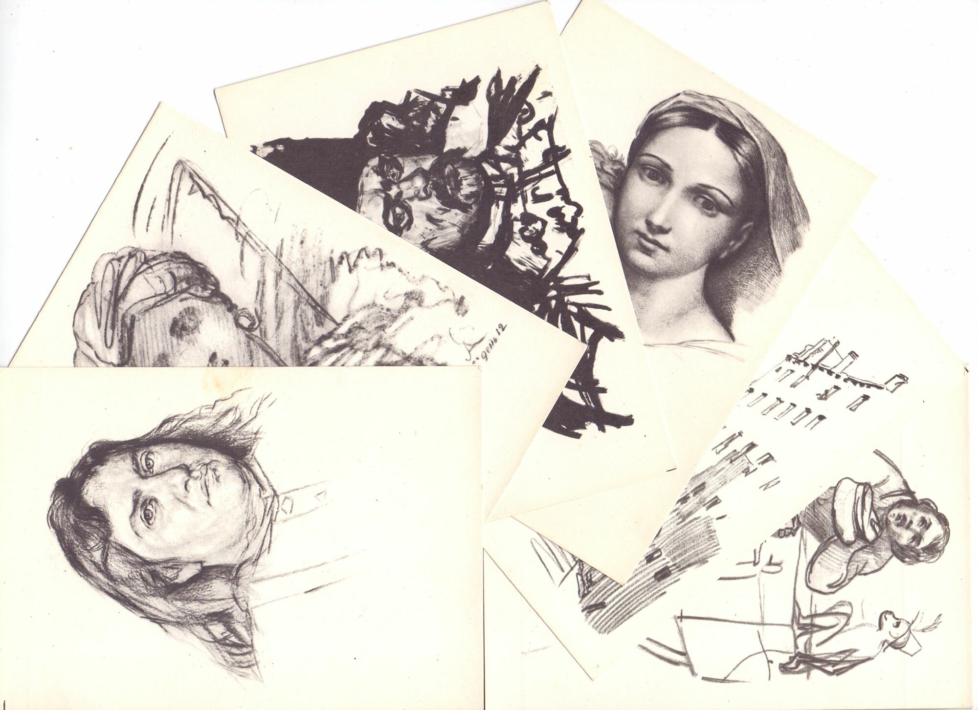 Открытки СССР набор, Рисунки советских художников. 1964 года. Чистые, малотиражные набор 7 штук.