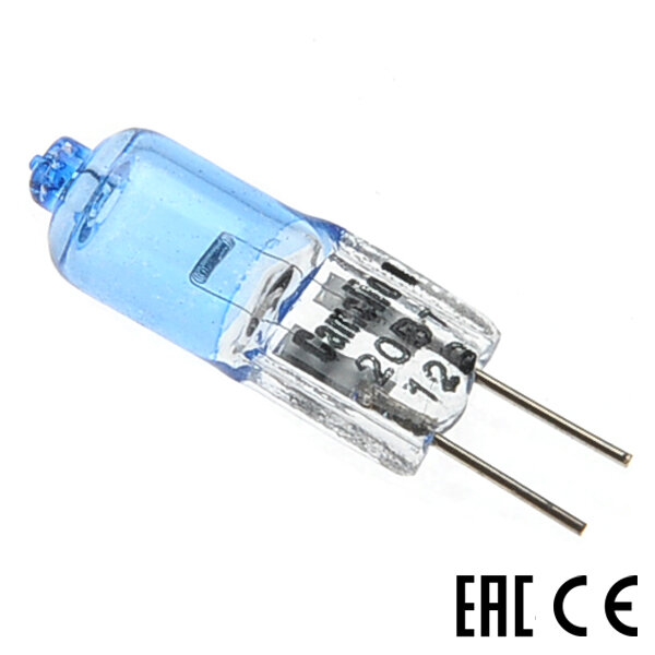 Лампа 20Вт JC 20W 12В G4 COOL 3500К галогенная капсула холодный белый свет (Camelion) (9 шт. в комплекте)