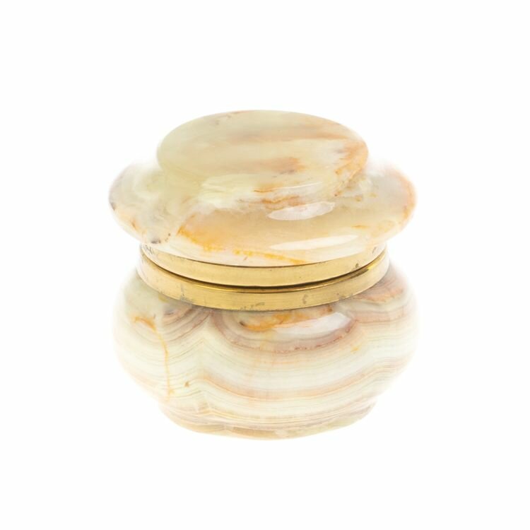 Шкатулка "Грибок" из зелено-коричневого оникса 6,3х6,3х5,5 см 127322