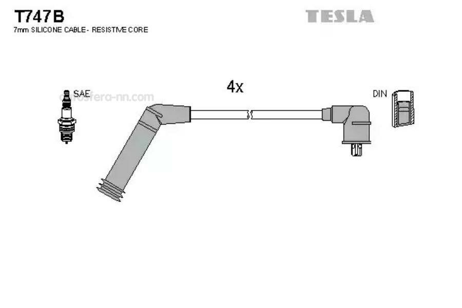 TESLA T747B Провода Hyundai Accent 1.3-1.5 1994-, Atos 1.0-1.1 2001-, Getz 1.1-1.3 2002-, Lantra 1.5 1996-, Kia Picanto 1.0-1.1 2004-