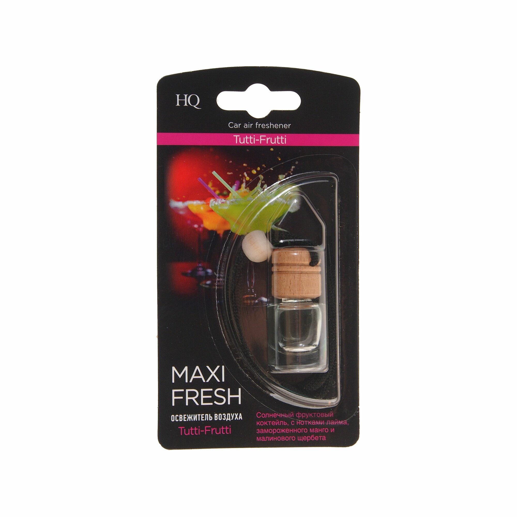 Ароматизатор воздуха HMF-4 MAXI FRESH (tutti-frutti) жидкостный подвесной, деревянная крышка 5мл