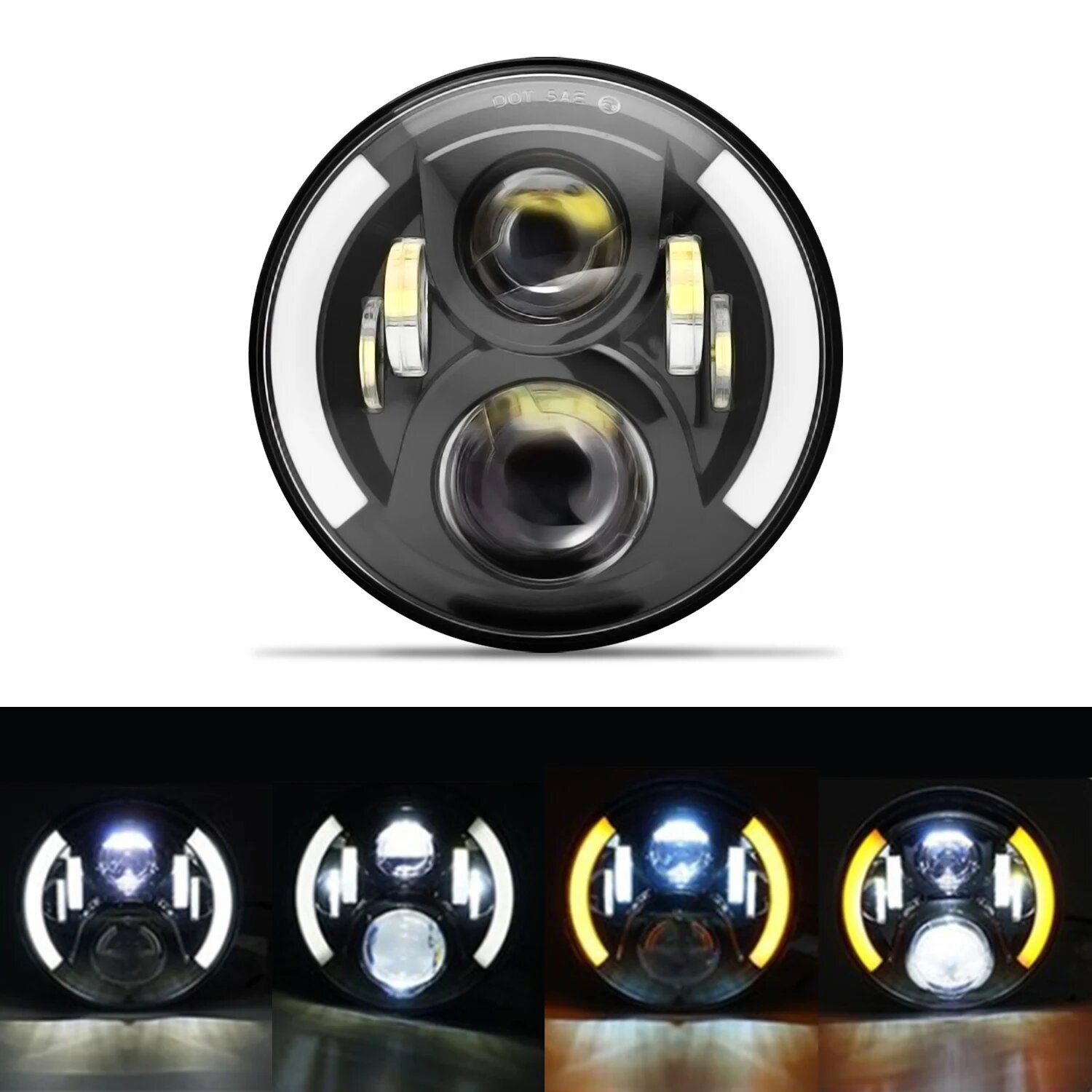 7" LED фара для мотоцикла, Color: 6LED A