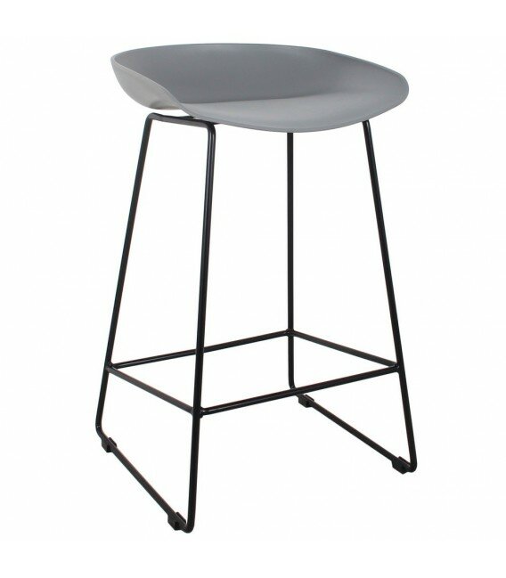 Стул полубарный Neo серый с чёрными ножками