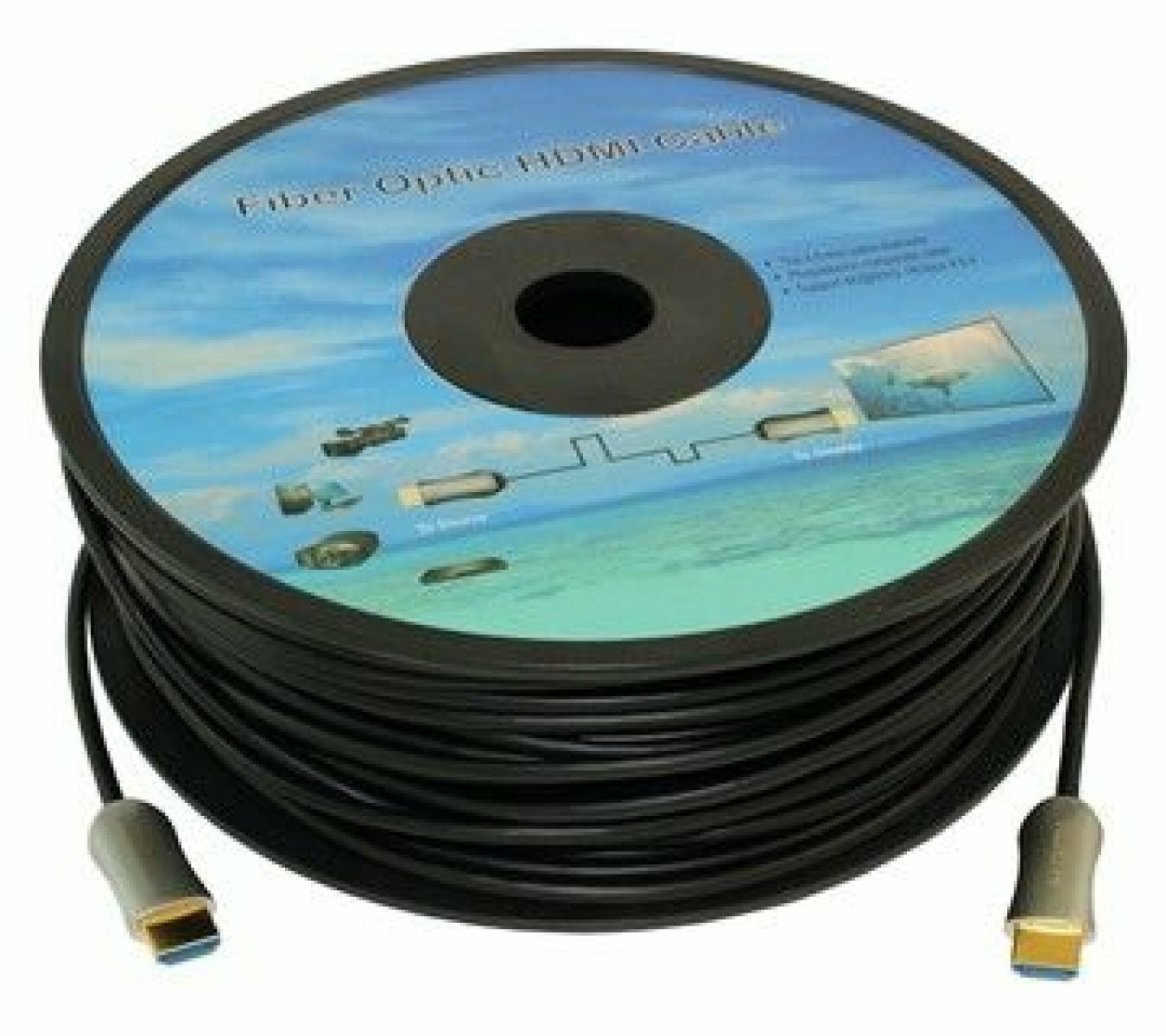 Кабель аудио-видео Noname Fiber Optic HDMI (m)/HDMI (m) 25м. позолоч. конт. черный