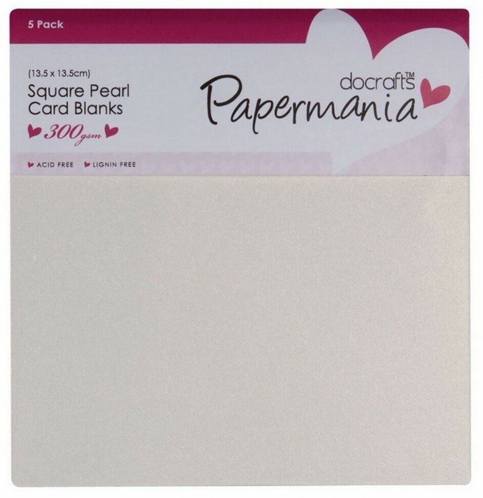 #PMA150209 Набор заготовок для открыток с конвертами Перламутр 13.5 х 13.5 см Docrafts 5 шт