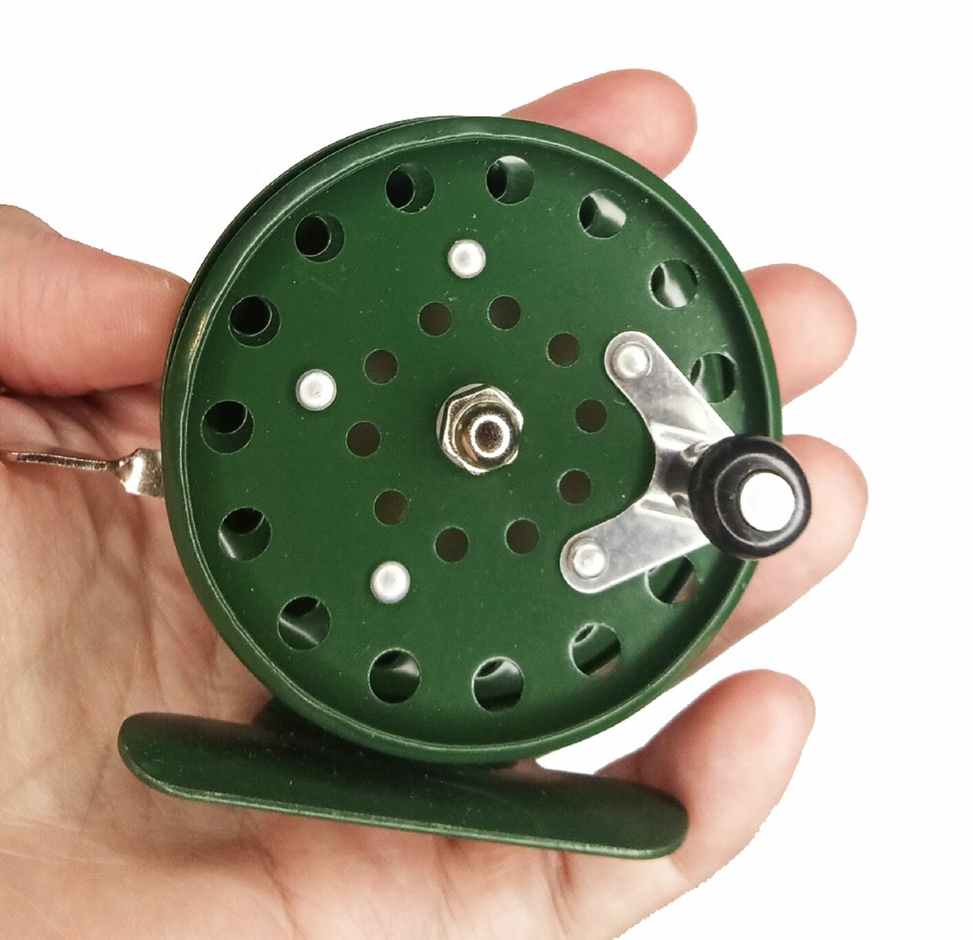 Катушка инерционная металл 808 диам. 65 мм зелёная