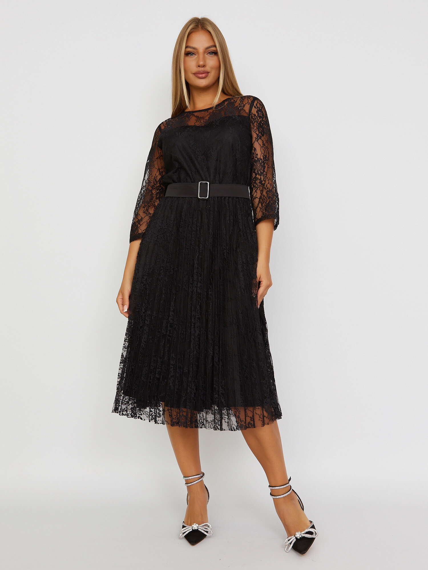 Платье женское BrandStoff, вечернее, праздничное, кружевное, нарядное, черный, 44