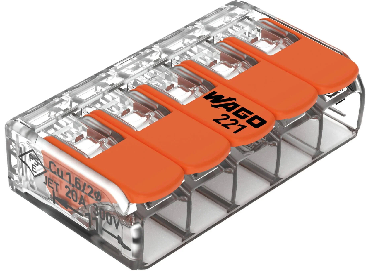 Клеммная колодка/ клемма WAGO 221-415 на 5 контактов 32A 450V 5 шт