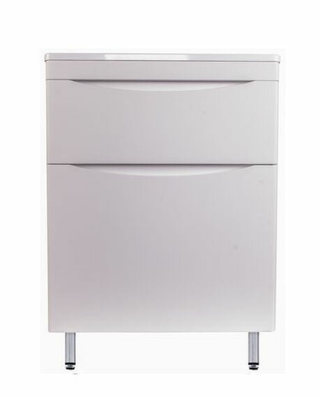 Тумба с раковиной Style Line Бергамо мини 60 (2 ящ.) напольная, Люкс антискрейтч белый, PLUS