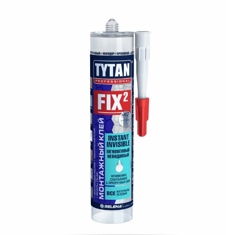 Клей монтажный гибридный TYTAN Professional Fix2 Instant Invisible прозрачный 290 мл