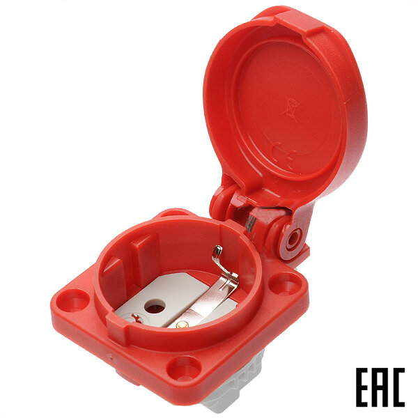 Розетка Schuko на поверхность 50х50 с/п 2Р+Е 16А 250В IP54 красная PCE 105-0r