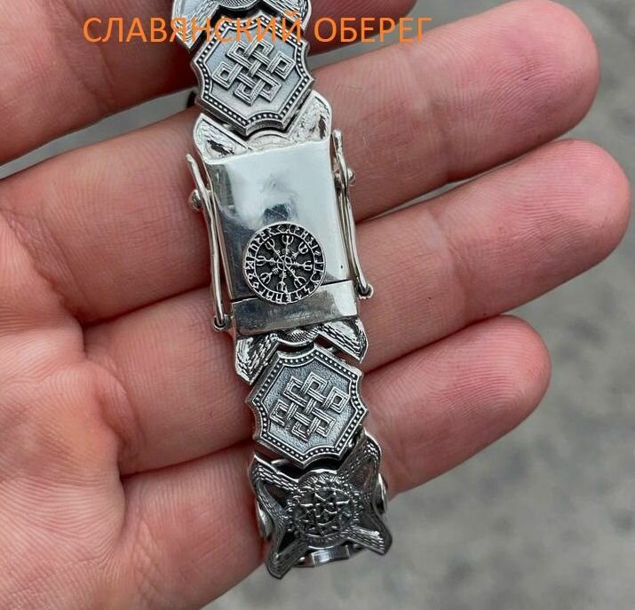 Браслет, славянский оберег, серебро, 925 проба, фианит