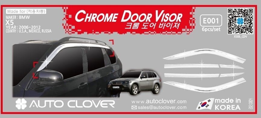 Дефлекторы на окна AUTO CLOVER, для BMW X5, клеящиеся, защита от УФ, 2006-2012 гг, 6 шт.