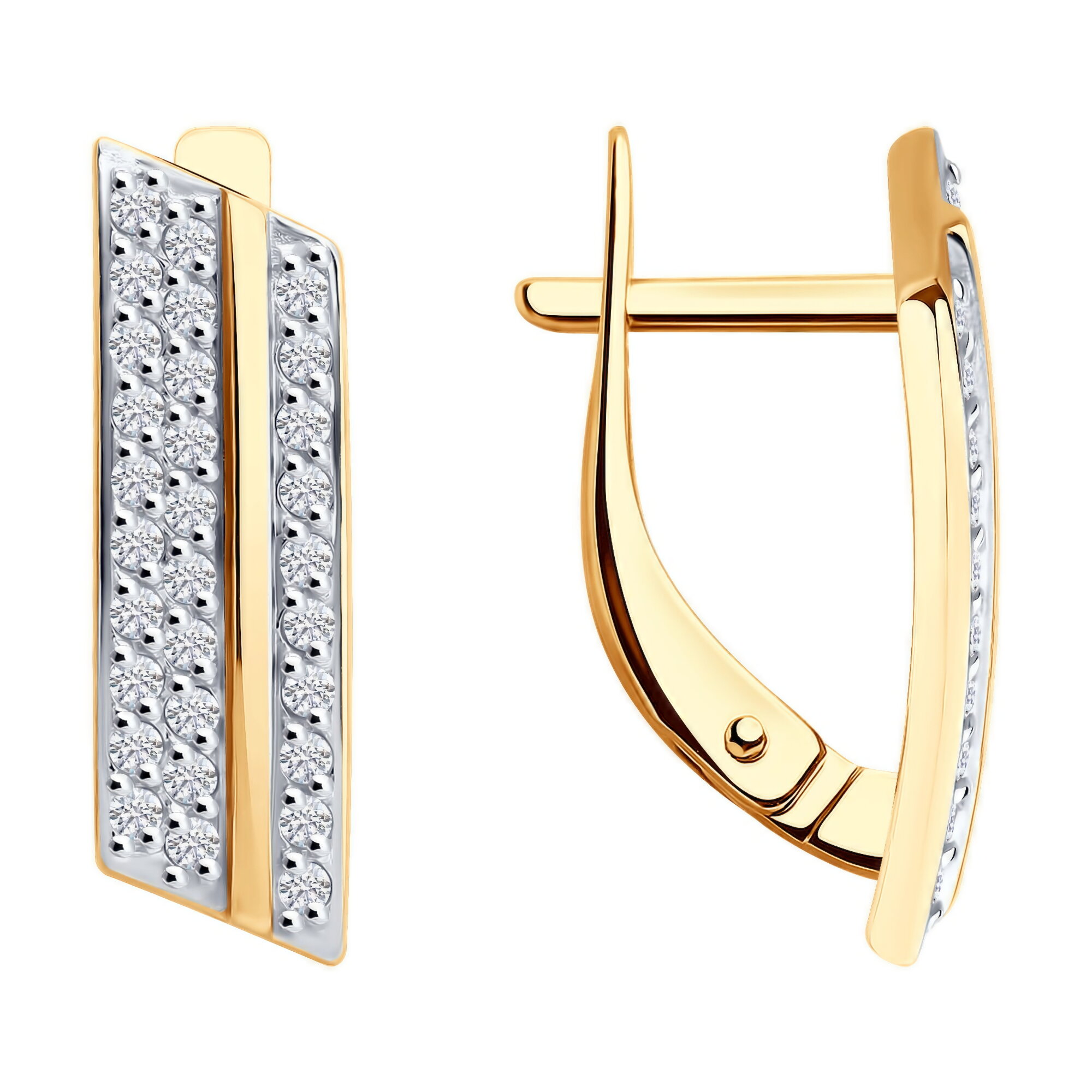 Серьги Diamant online, красное золото, 585 проба, фианит