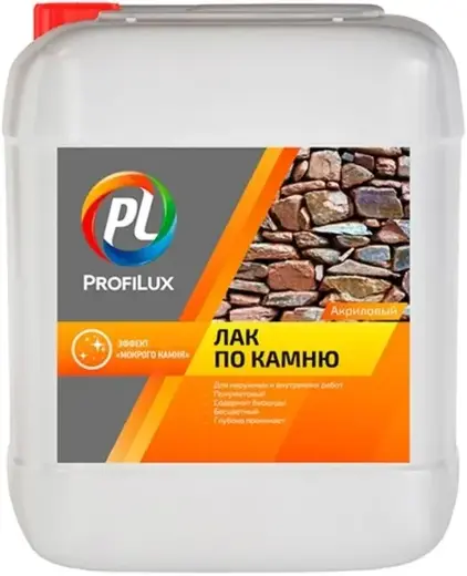 Лак по Камню ProfiLux 10л Бесцветный, Полуматовый с Эффектом "Мокрого Камня" для Внутренних и Наружных Работ / Профилюкс.
