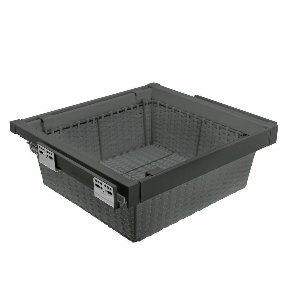 Корзина для белья ротанг WG-KOSZR60-60 в модуль 600 мм, графит, с доводчиком, полного выдвижения