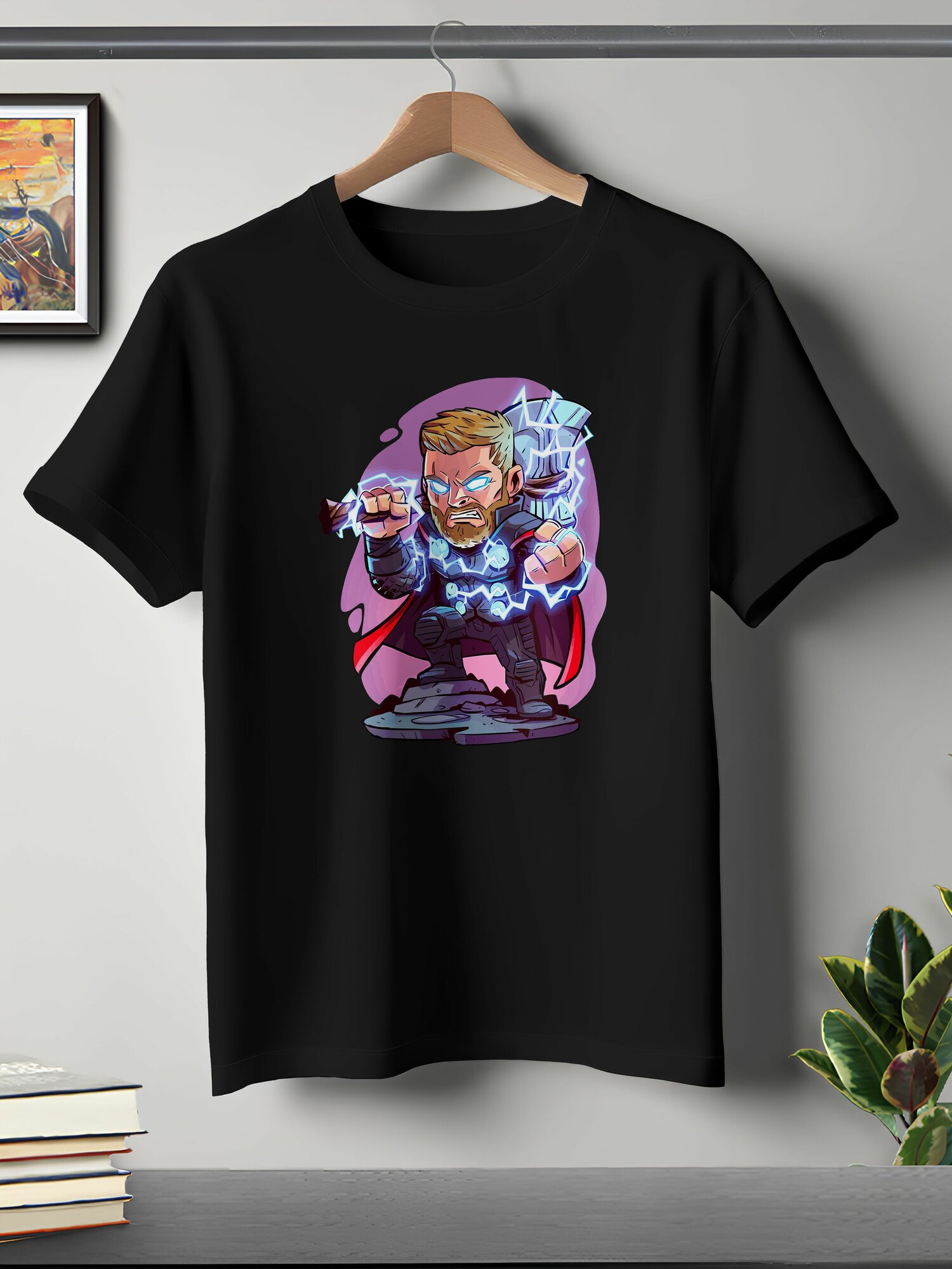 Футболка  Детская ONEQ 146 (11-12) размер с принтом Тор, черная