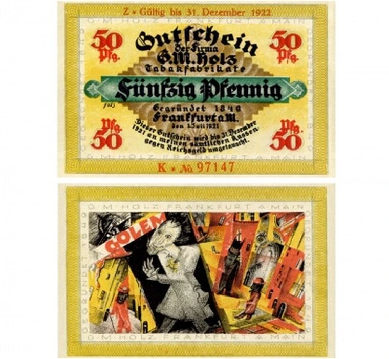 Нотгельд 50 пфеннигов 1921 Германия, Франкфурт, сувенирная копия, банкноты и купюры редкие коллекционные