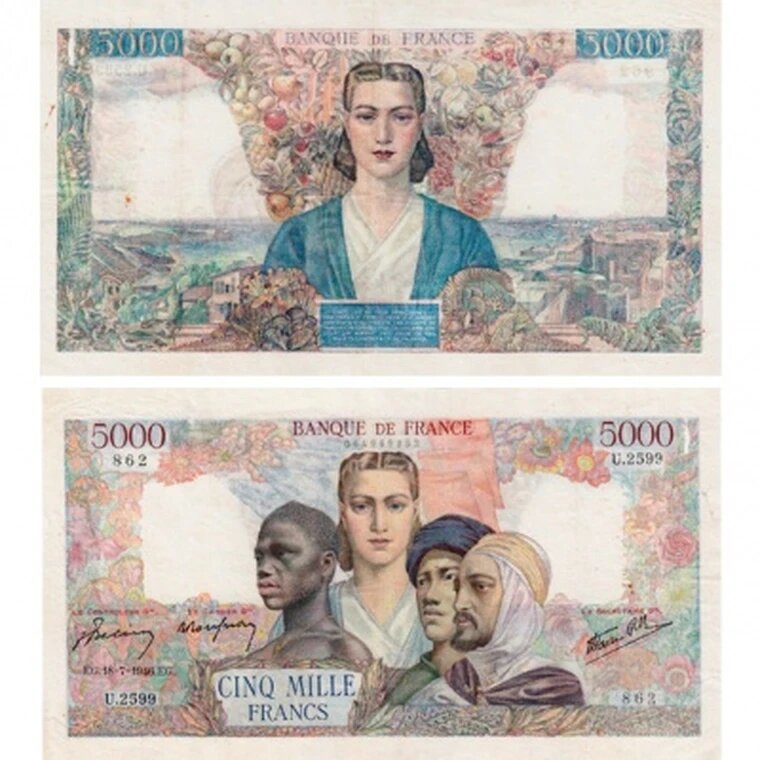 Франция 5000 франков 1946 года, сувенирная копия, банкноты и купюры редкие коллекционные