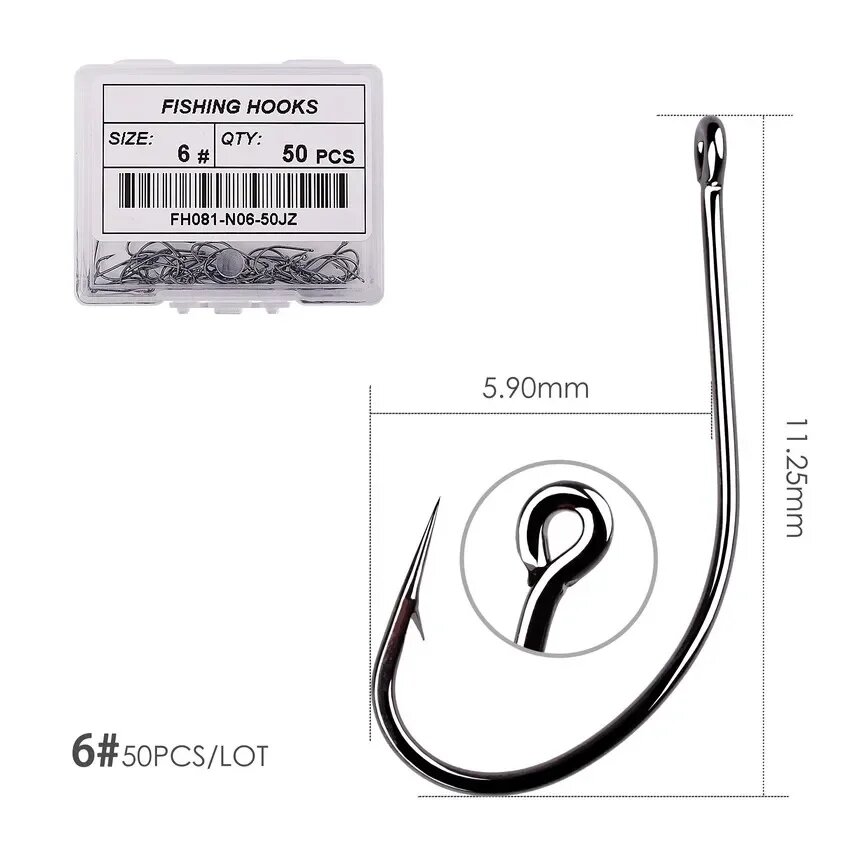 Рыболовные крючки AOrace Size 6 - 50pcs