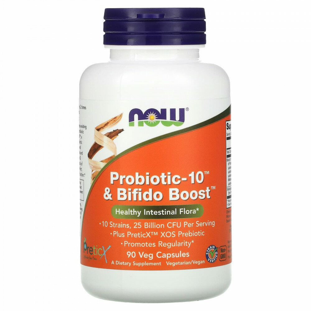 NOW Foods, Probiotic-10™ и Bifido Boost™, 90 вегетарианских капсул