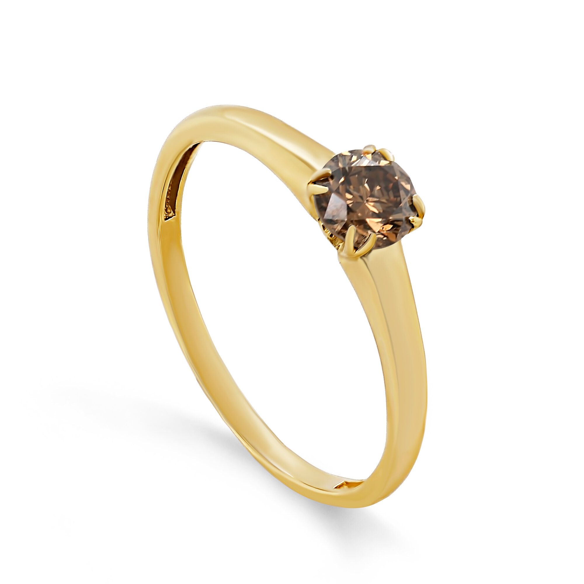 Кольцо, желтое золото, 585 проба, бриллиант