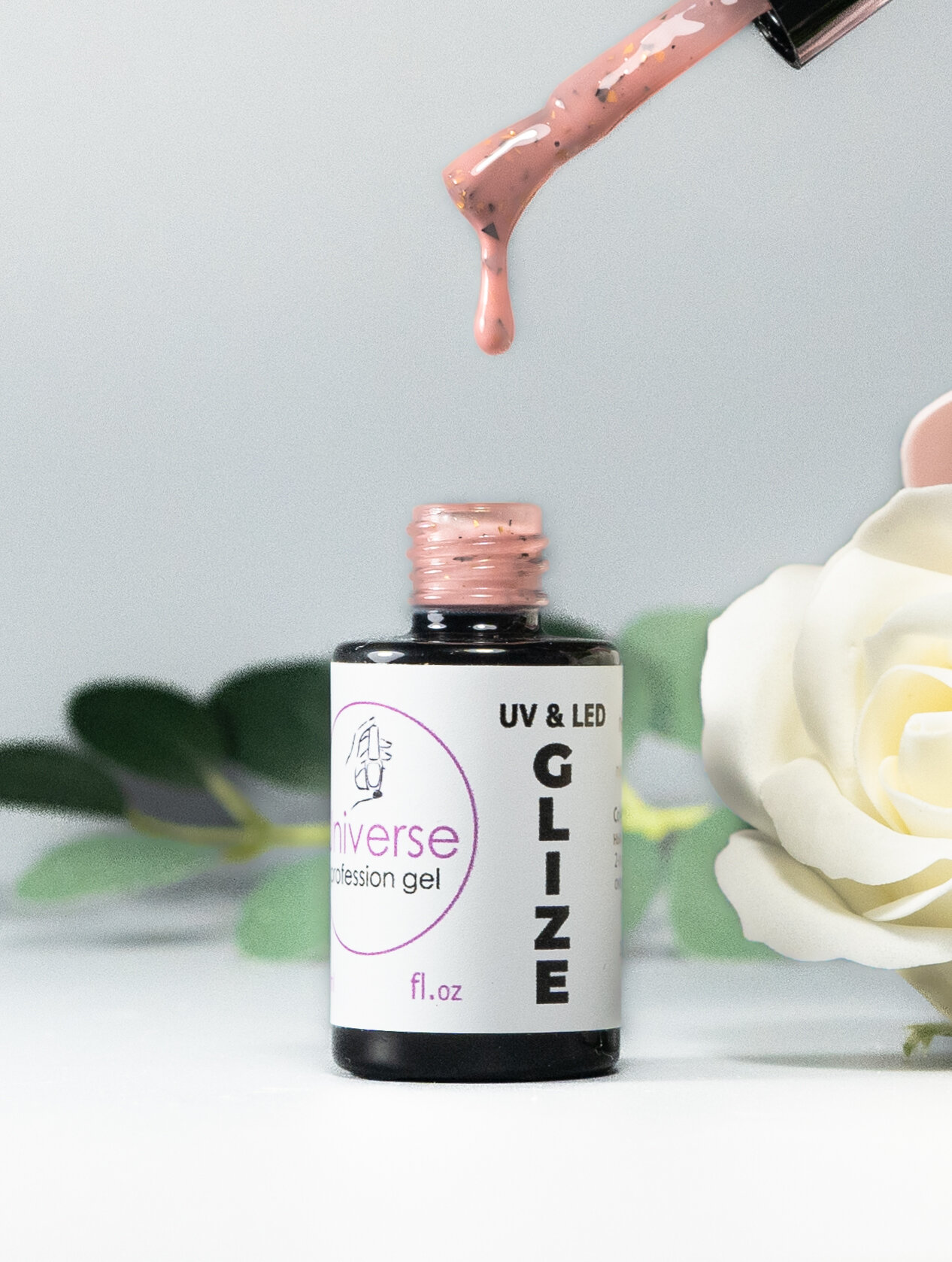 Гель лак Universe Profession Gel , GLIZE 2 Розовый RAF 10мл