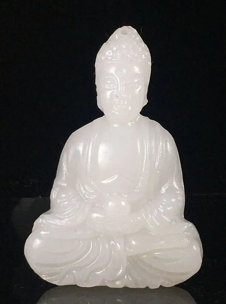 Китайская старая нефритовая жадеитовая статуя Будды ручной работы