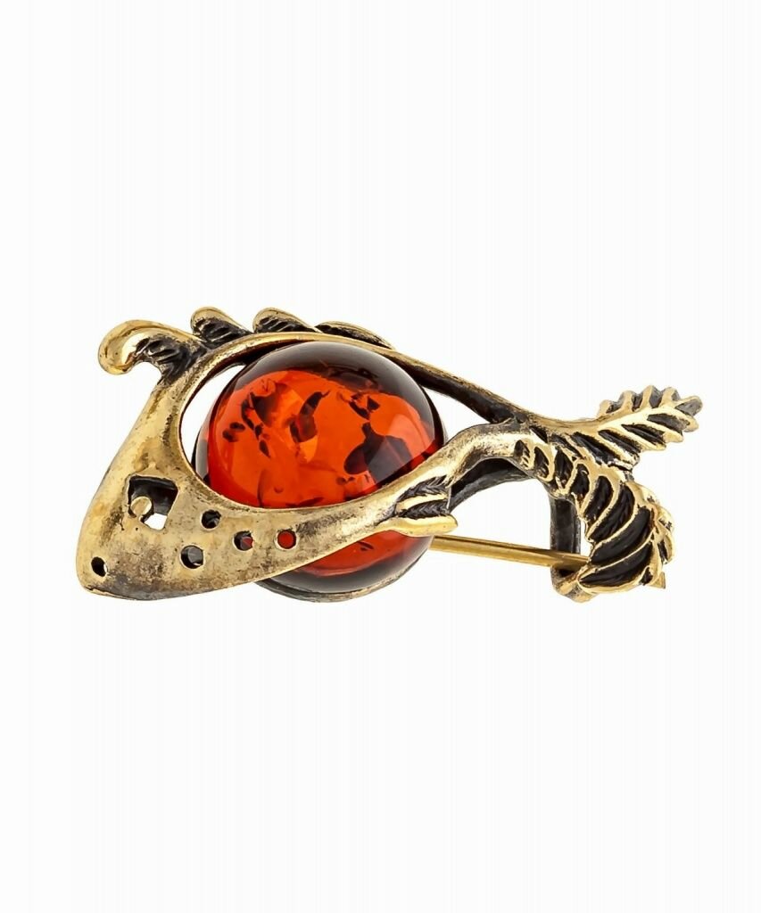Брошь, янтарь