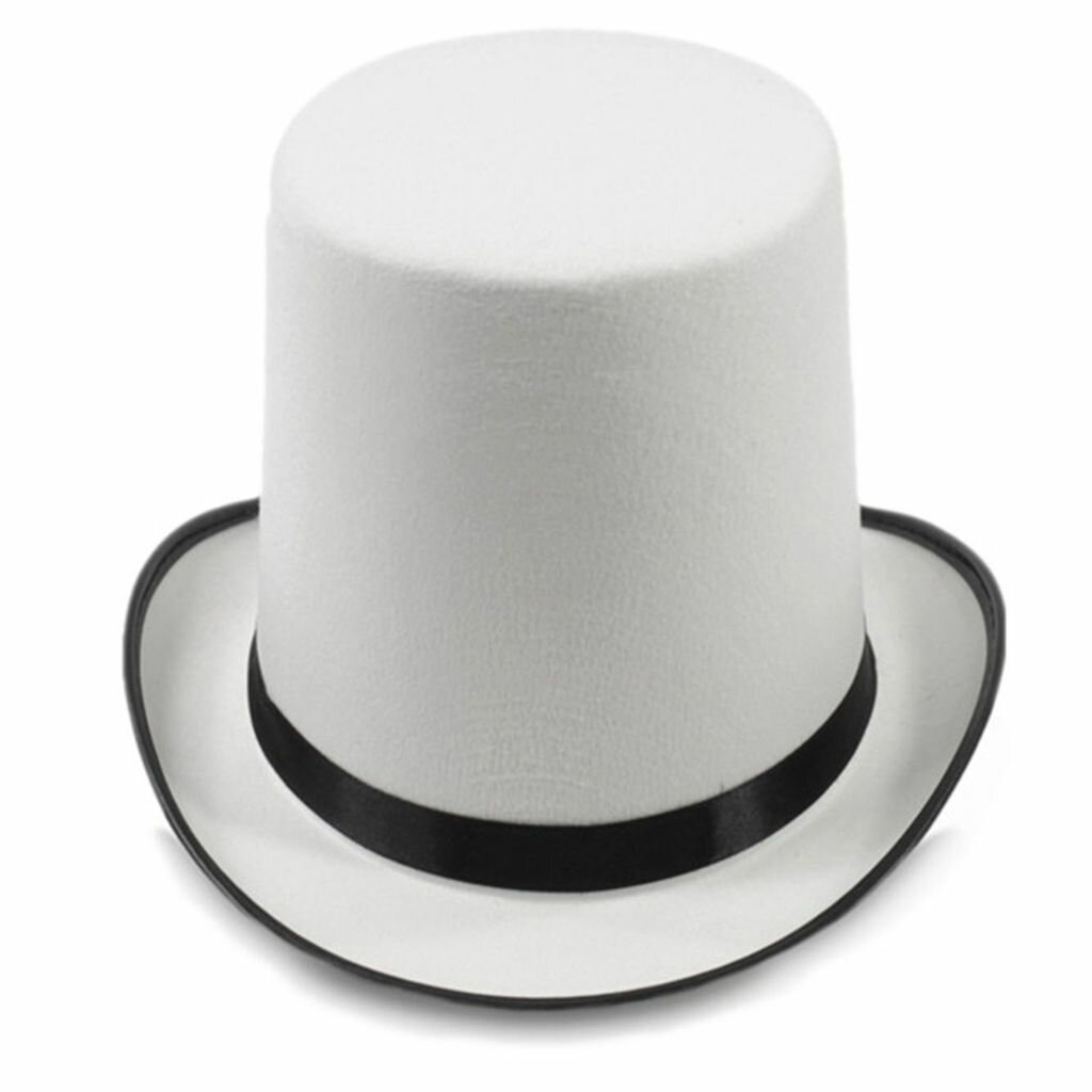 (1 верхняя часть) Высокая шляпа Джазовая Линкольн Высокий цилиндр Шляпа фокусника джентльмена-Белая с черной каймой
