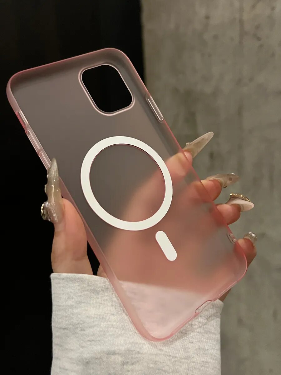 Чехол О'кейси, для iPhone 11, MagSafe, силикон, розовый/прозрачный — фото 1
