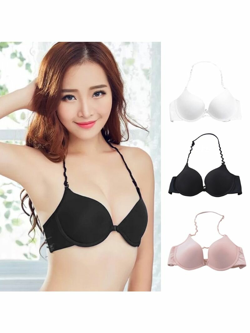 Бюстгальтер, Сексуальный лифчик с застежкой спереди, подчеркивающий красивую спину-70B-черный,1 шт