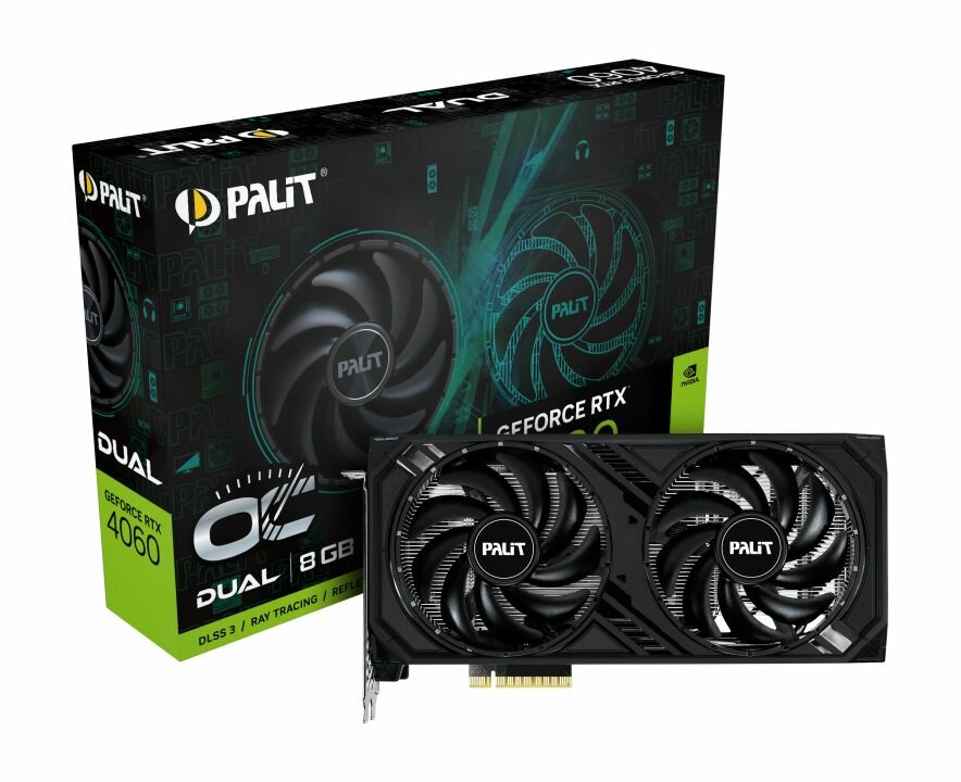 Palit Видеокарта GeForce RTX 4060 Dual OC 8 ГБ (NE64060T19P1-1070D)