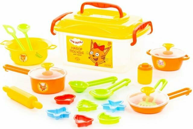 Набор посуды для кукол Полесье Три Кота, 20 эл, в контейнере 72931