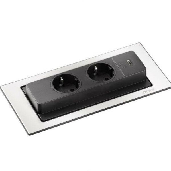 Встраиваемый блок розеток EVOline BackFlip с USB С цвет белый матовый 159271015600