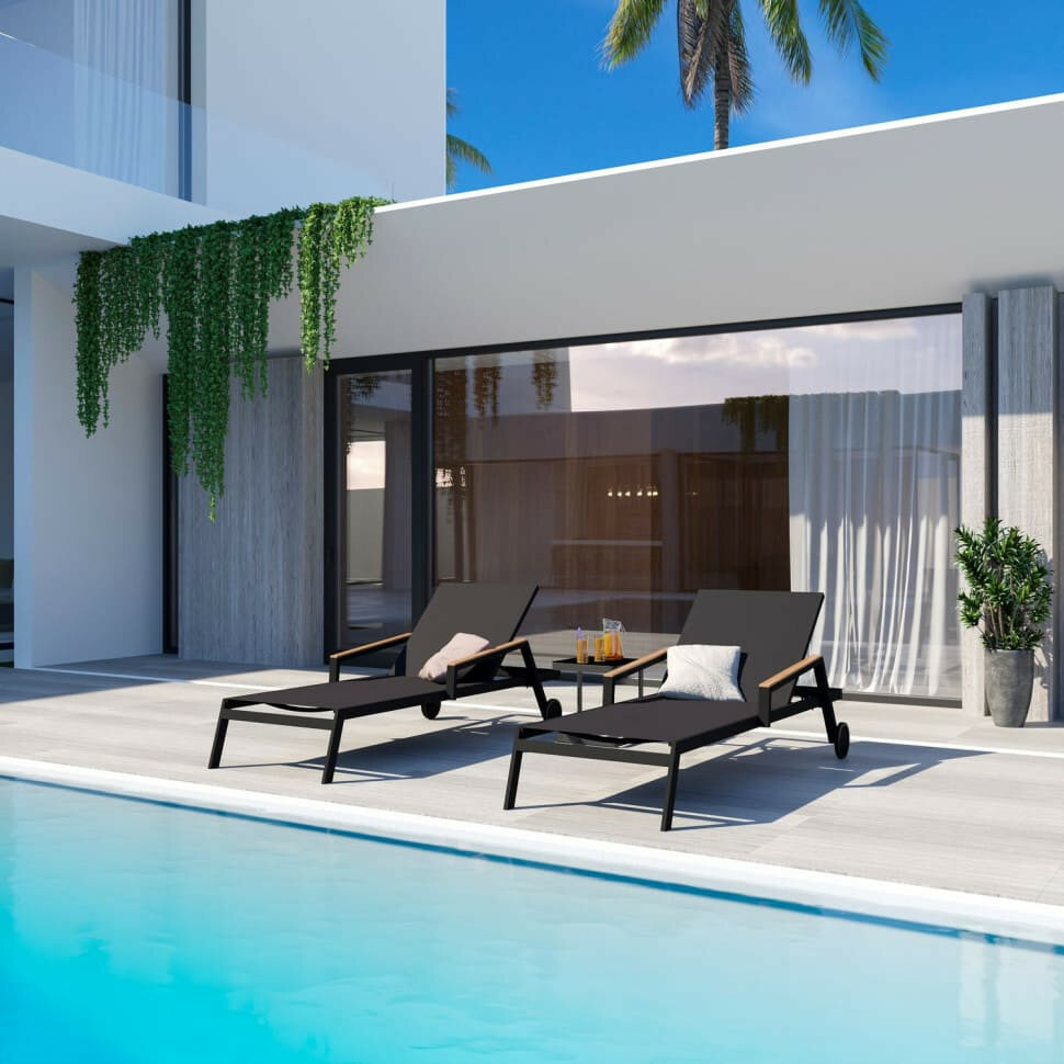 Шезлонг IDEAL PATIO SPONDA, для сада, с подлокотниками, всесезонный, серый — фото 1