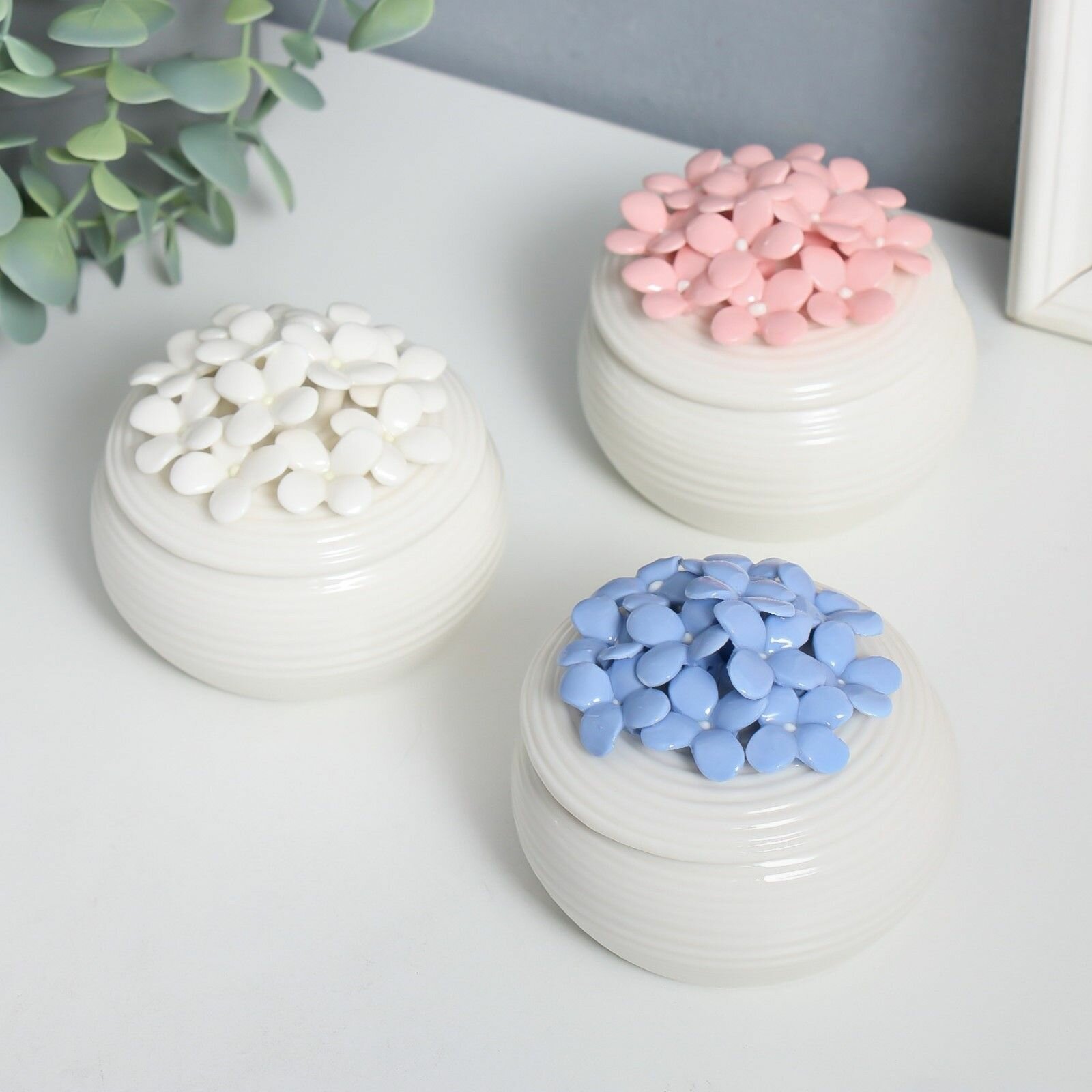 Шкатулка для украшений Незабудки , керамика, 9 9 7.5 см, микс