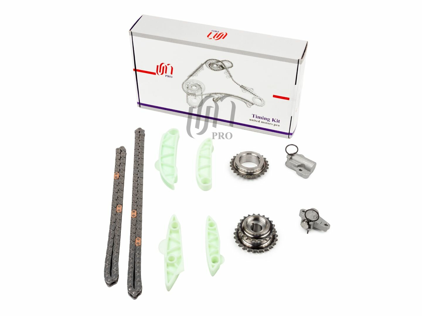 Комплект цепи ГРМ Kia/Hyundai D4HA, D4HB, D4HC (2 цепи+натяжители+успокоители+2 шестерни) (24351-2F000,24361-2F000) UMpro