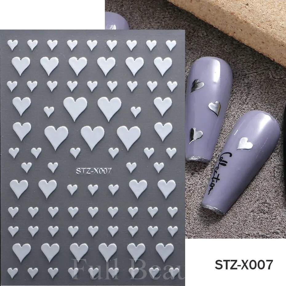 Наклейки на ногти 3D Серые STZ-X007