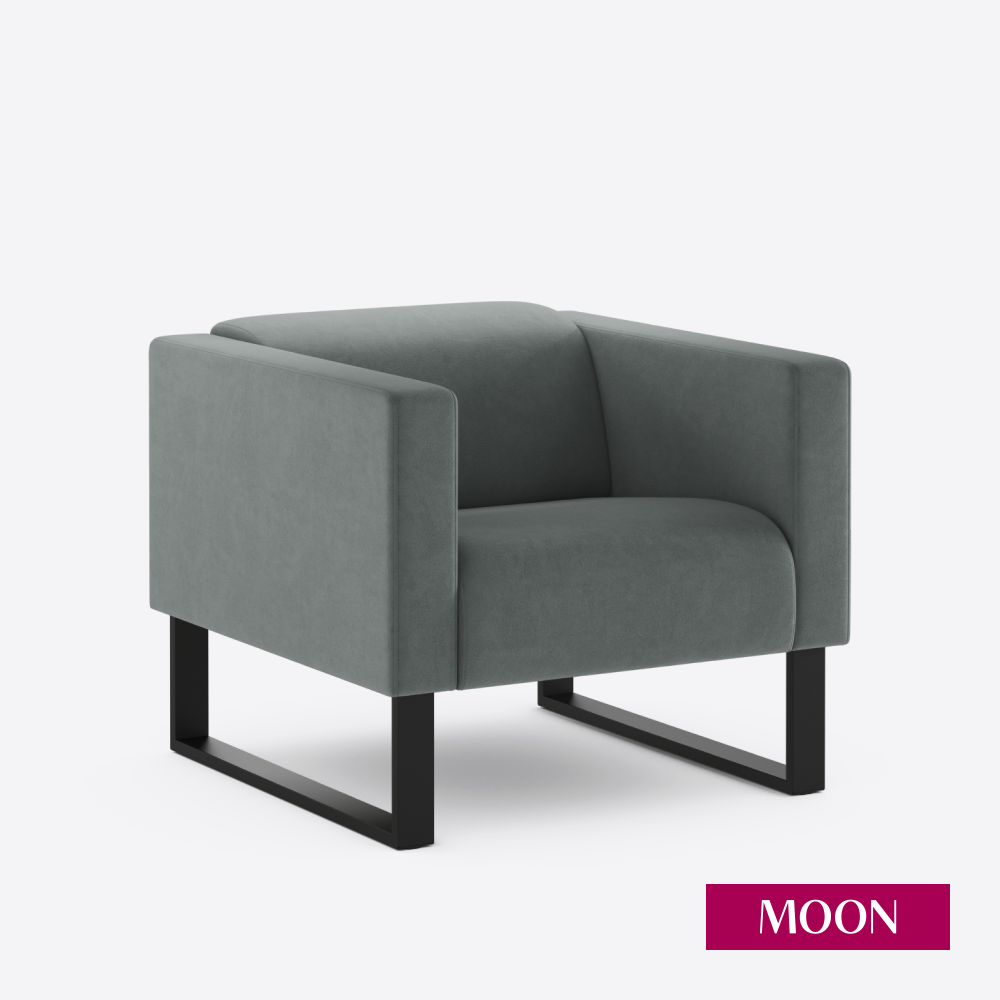 Кресло MOON 153 нераскладной, велюр, цвет серый, 76*84*70, эксклюзивная высокоэластичная пена (UniqFoam).