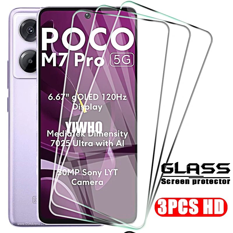 4-1 шт. закаленное стекло для Xiaomi Poco M7 Pro 5G Защитная пленка для экрана Pocco Poxo M7 M6 M5 M4 M3 Pro 4G M5s Передняя защитная пленка